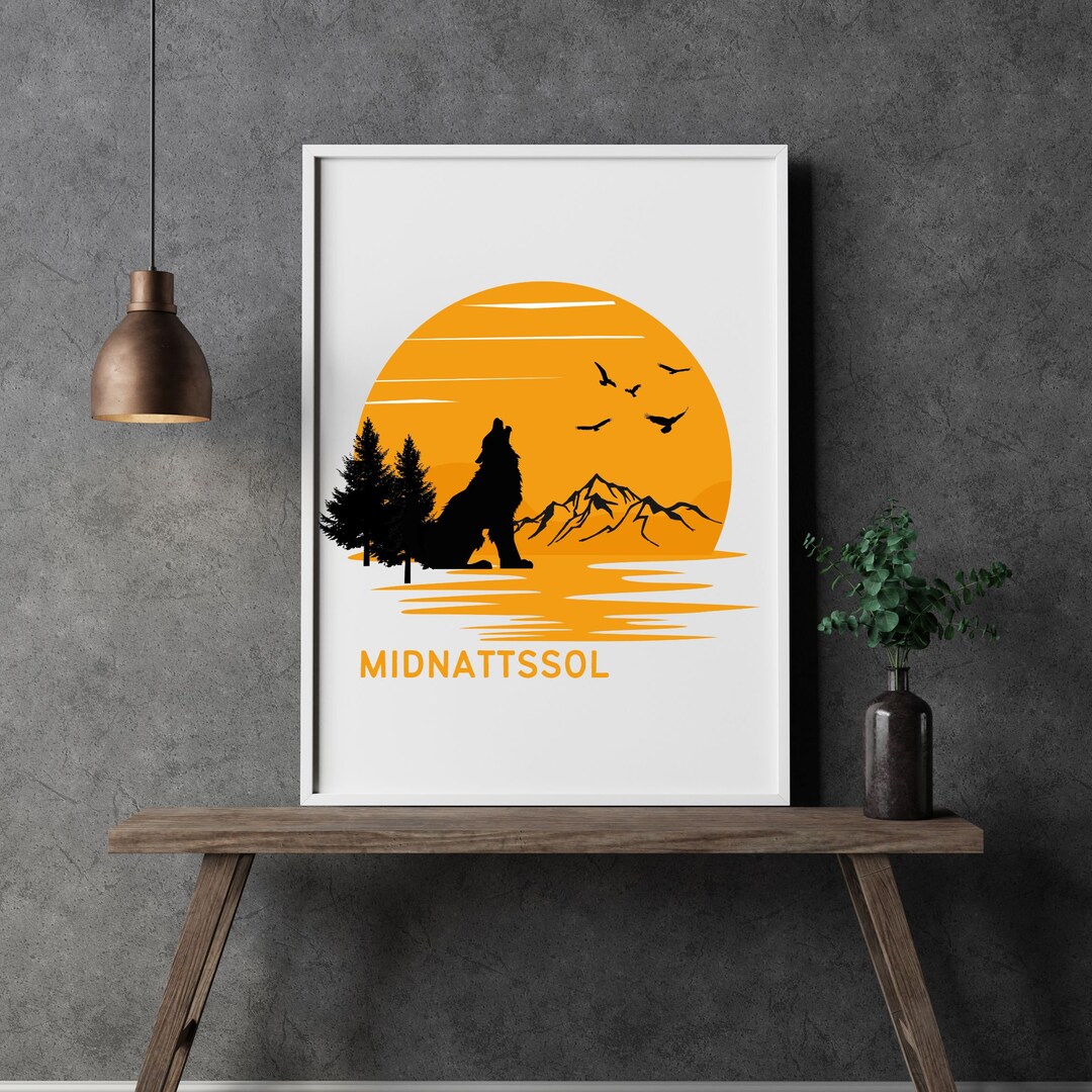 Download Norway Midnight Sun Wolf Dog Birds Norwegian Text Poster Image ...