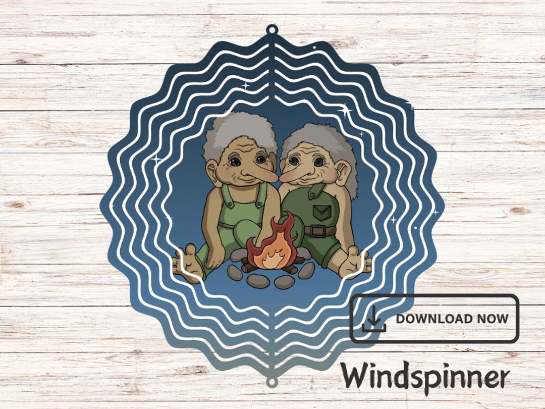 Download Norway Trolls Troll Couple at the Campfire Wind Spinner Mobile ...
