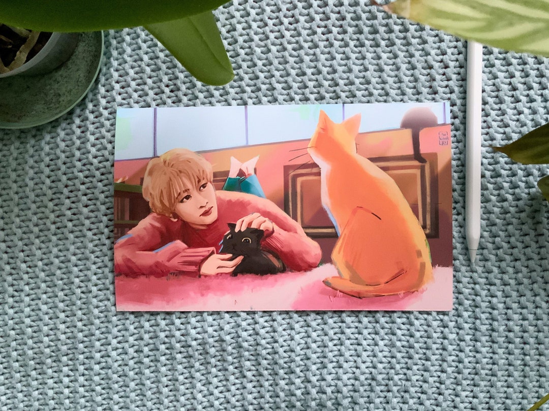 Lee Know With Cats Llustration Poster Stray Kids Art Print A5,A4,A3 - Etsy