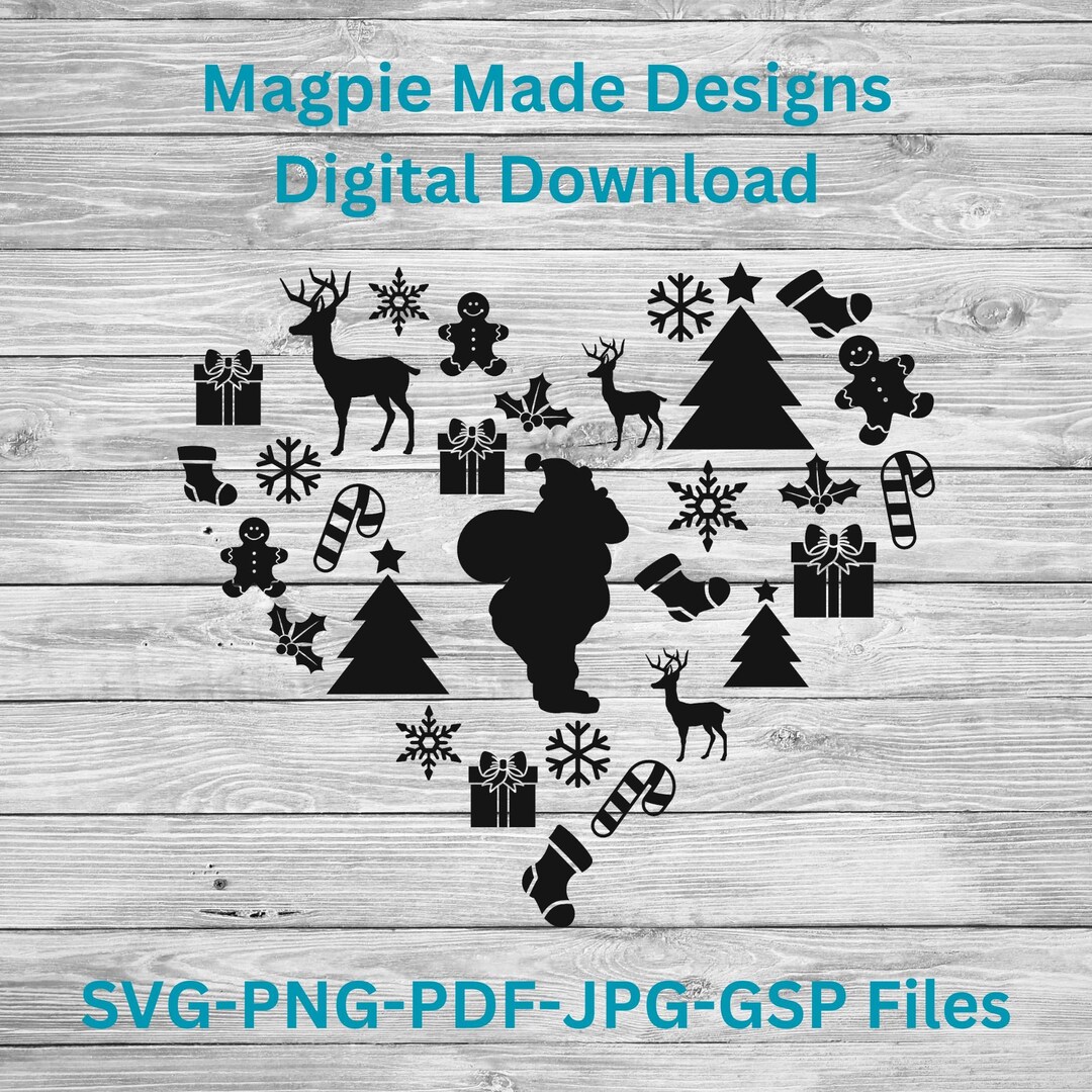 Christmas Heart SVG, Christmas SVG, Christmas Items Heart SVG - Etsy