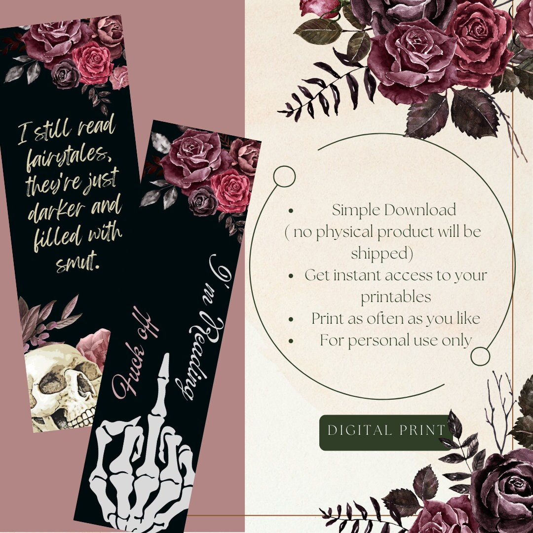 Printable Bookmarks Smut Bookmarks Dark Romance Bookmarks - Etsy