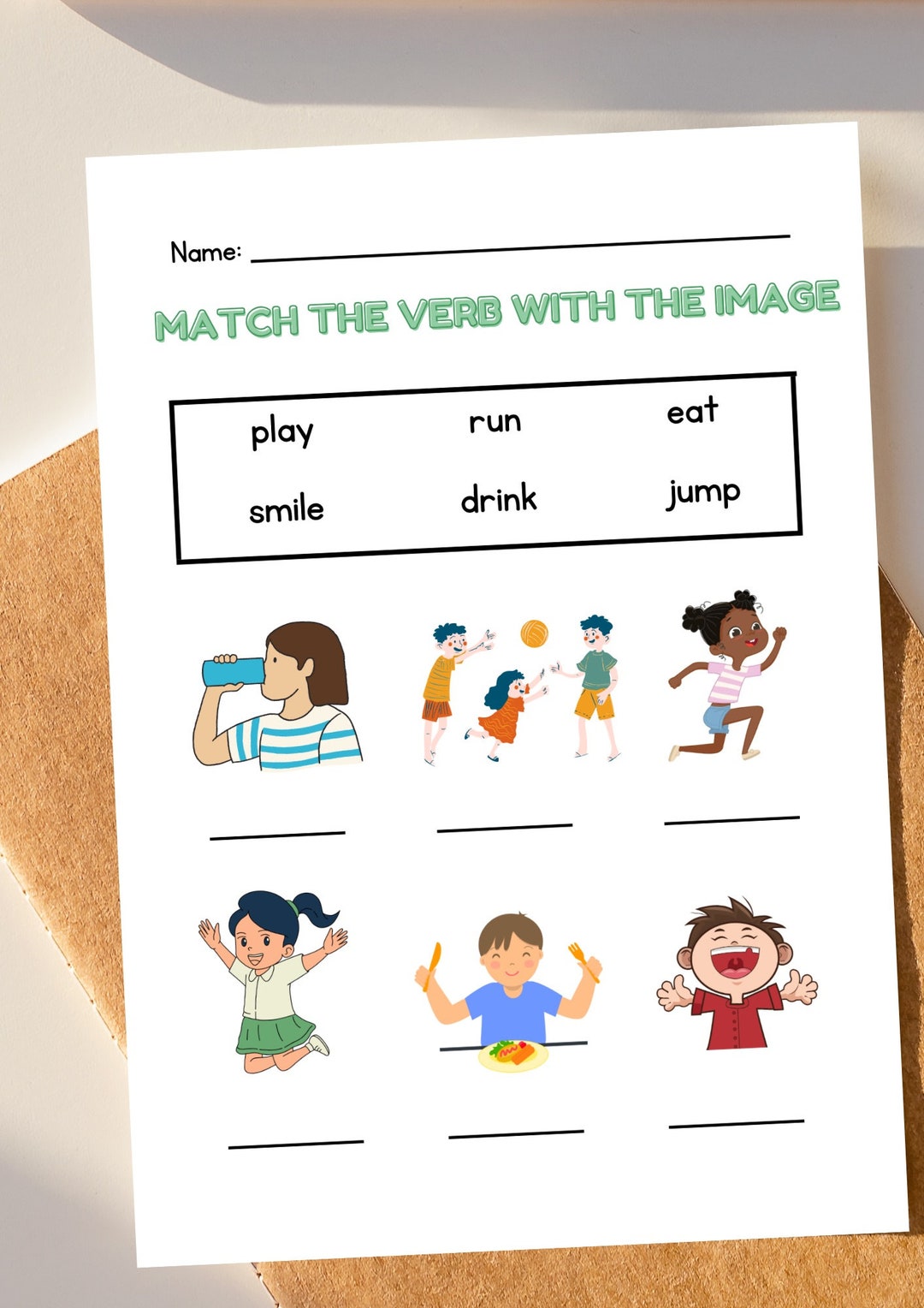 Learn the Verbs Toddler Worksheet - Etsy