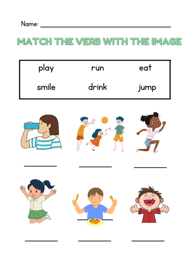 Learn the Verbs Toddler Worksheet - Etsy