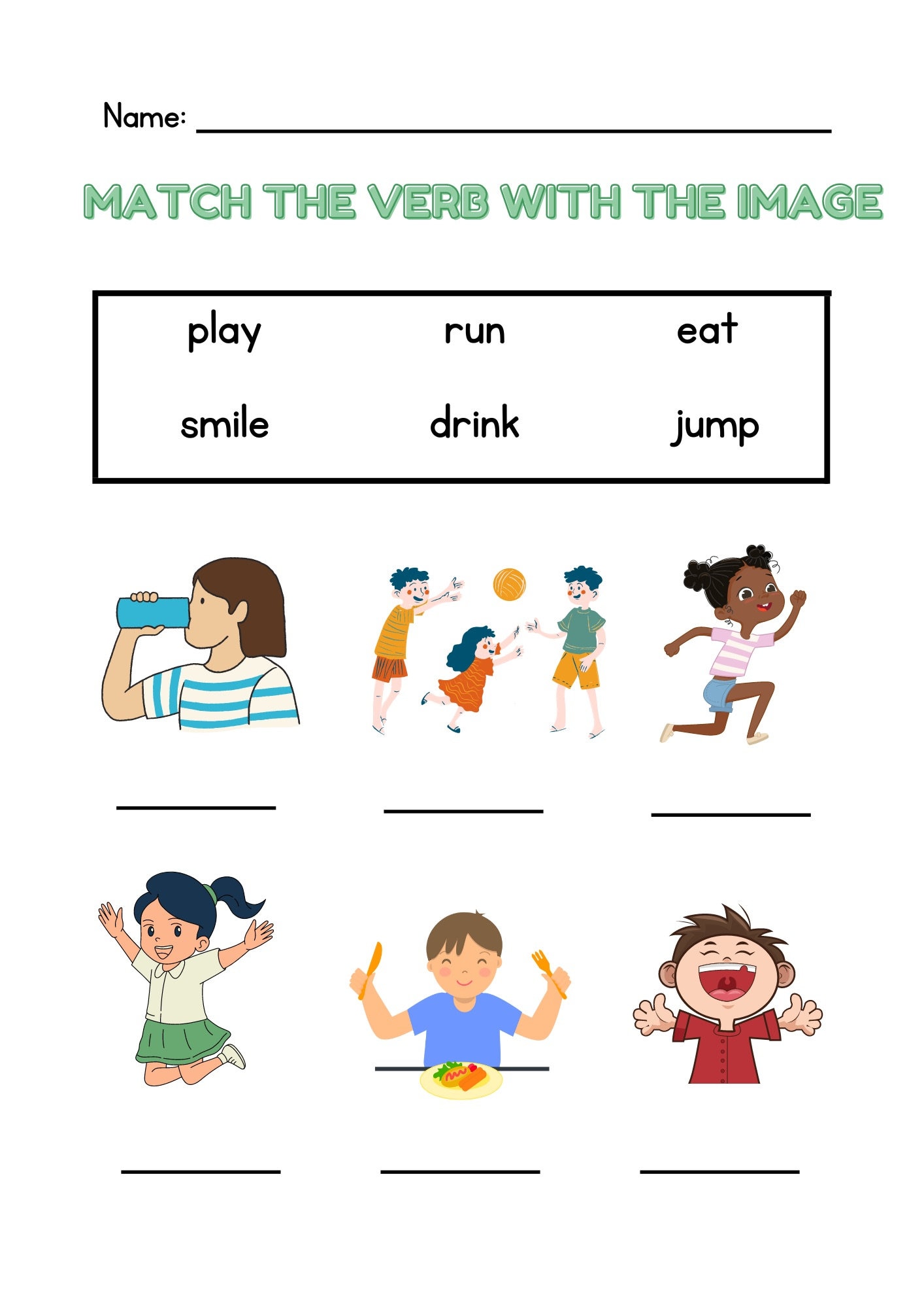 Learn the Verbs Toddler Worksheet - Etsy