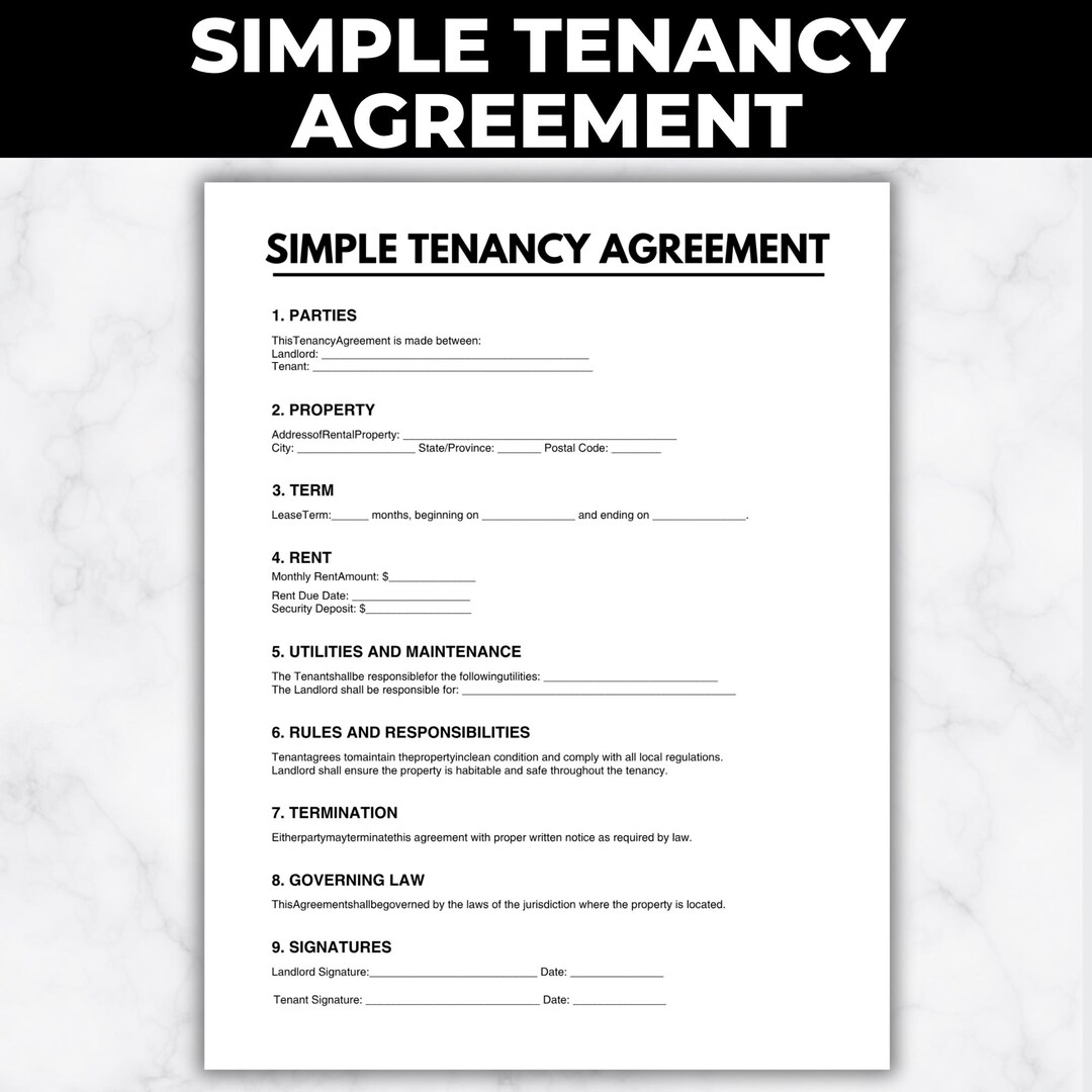 Editable Tenancy Agreement Template, Printable PDF, Canva - Etsy