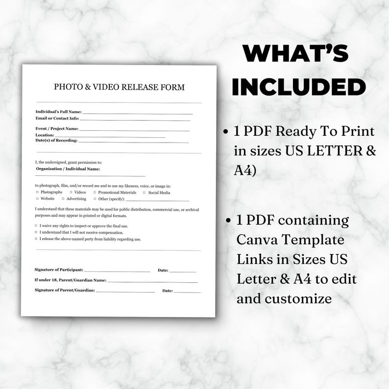 Photo and Video Release Form, Media Consent Form, Photography Waiver ...