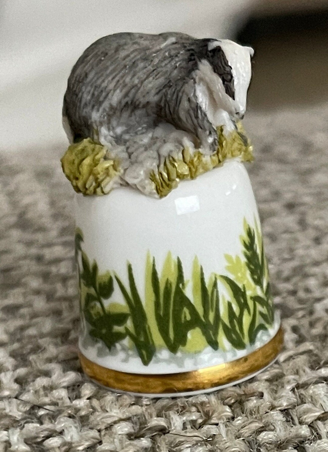 SUTHERLAND COLLECTABLE Badger Thimble Made in England - Etsy