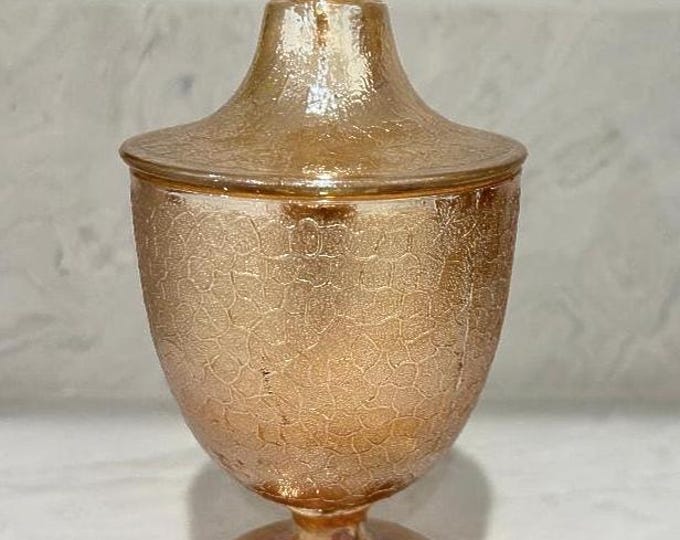 Vintage Jeanette Tree Bark Carnival Glass Candy Jar With Lid - Etsy