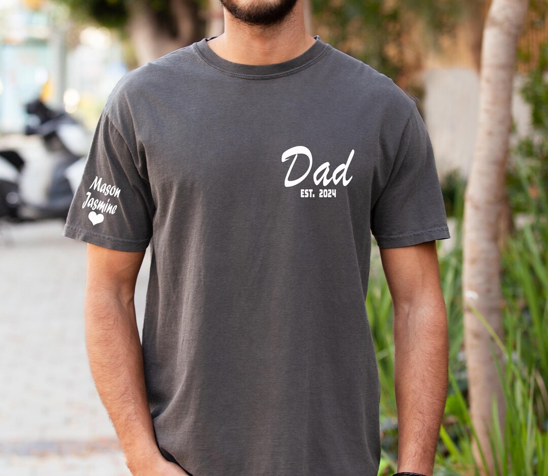 Custom Dad Shirt With Kids Names, Comfort Colors Dad Tee, Fathers Day ...