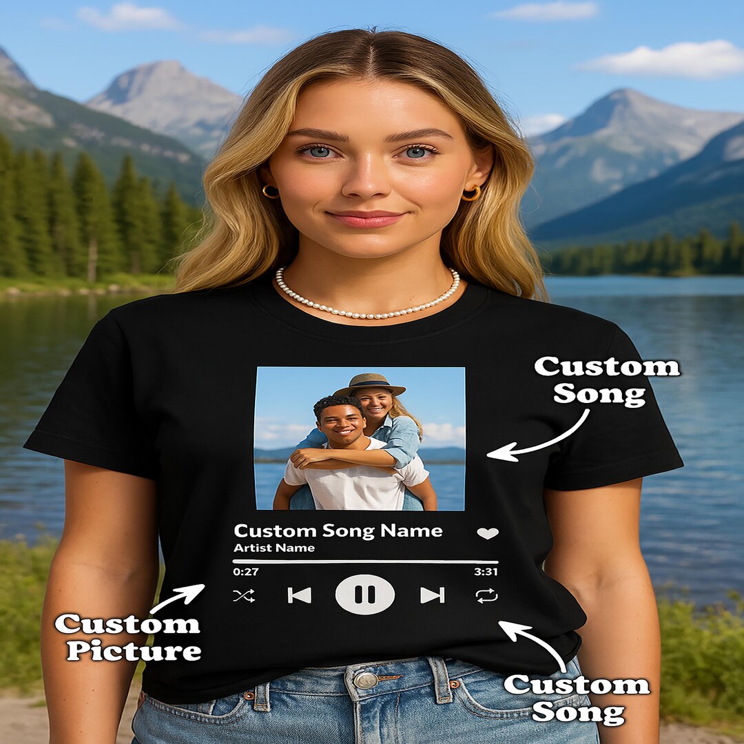 Custom Song Lyrics T-shirt With Photo, Personalized Music T-shirt Gift ...