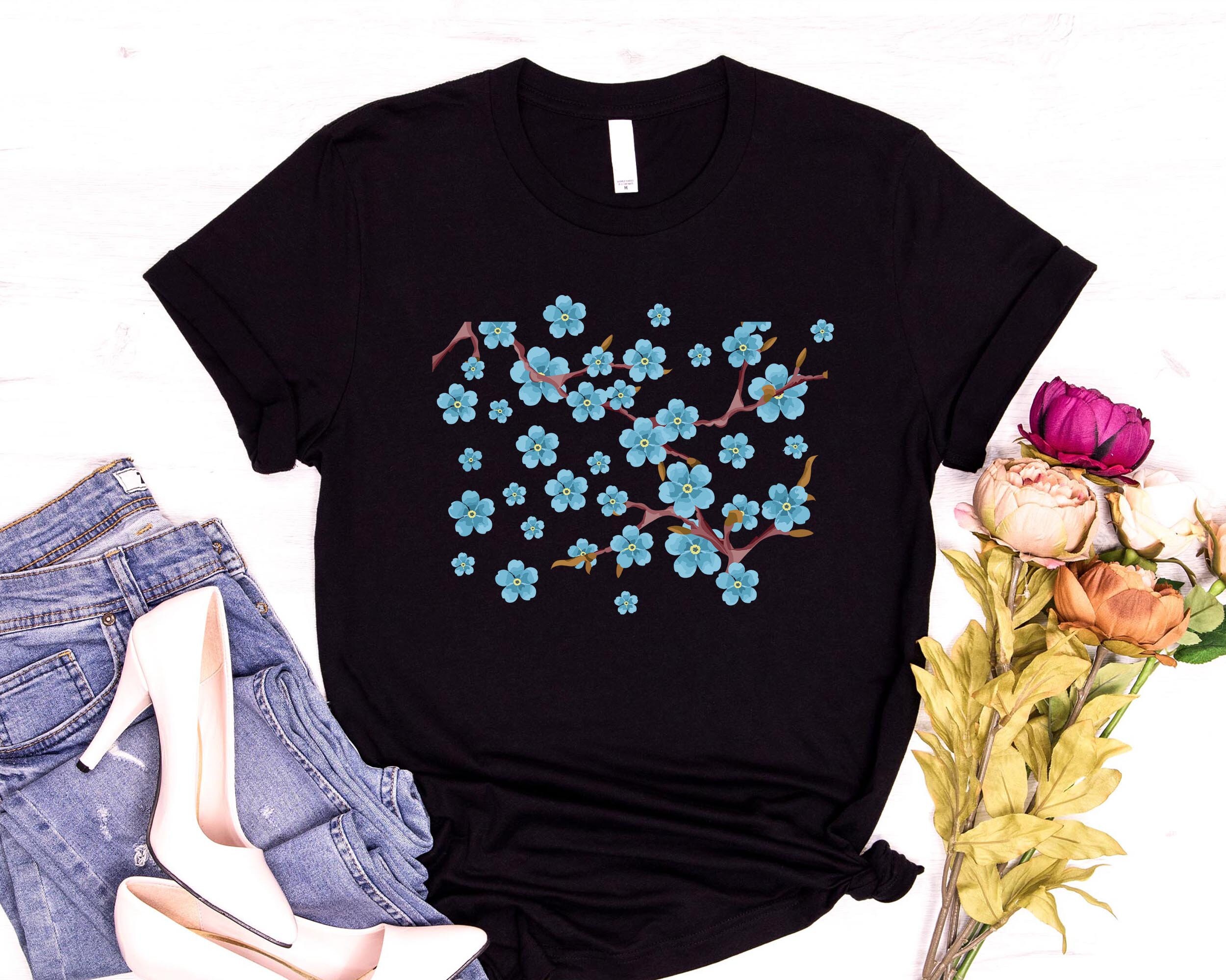 Blue Cherry Blossom Shirt, Flower Nature Shirt, Hello Spring Shirt ...