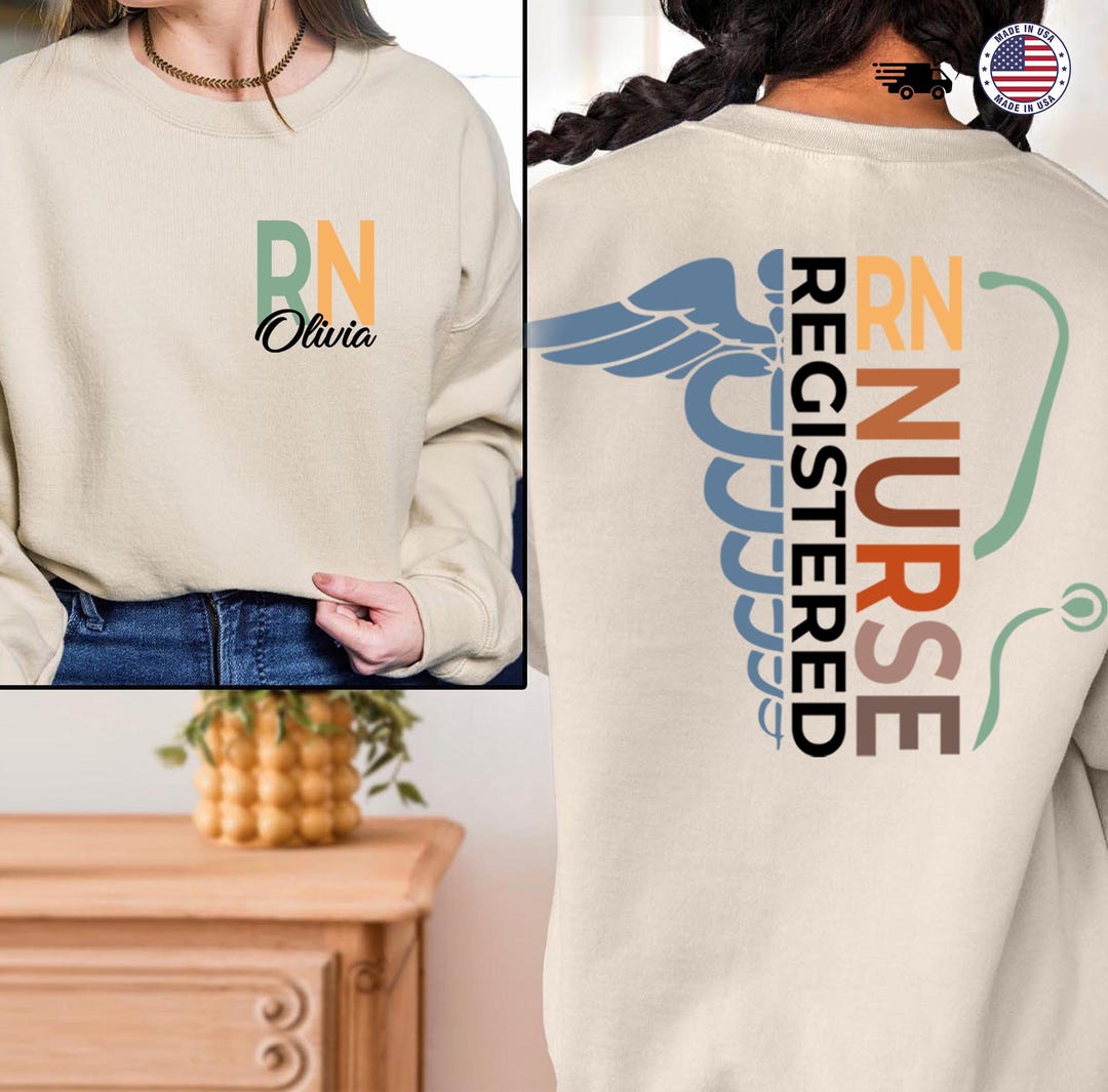 Personalized RN Nurse Sweatshirt, Registered Nurse Crewneck, Custom ...