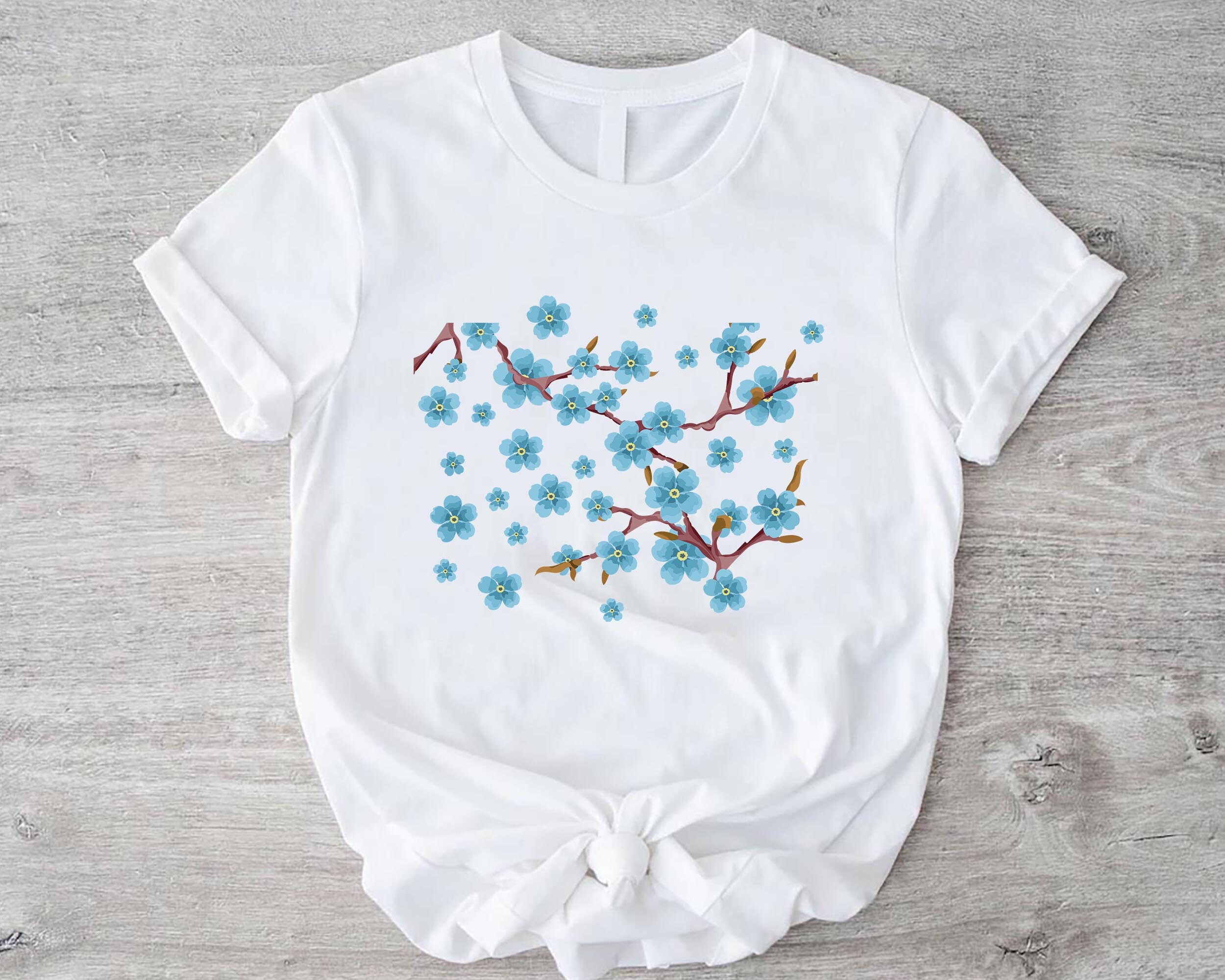 Blue Cherry Blossom Shirt, Flower Nature Shirt, Hello Spring Shirt ...