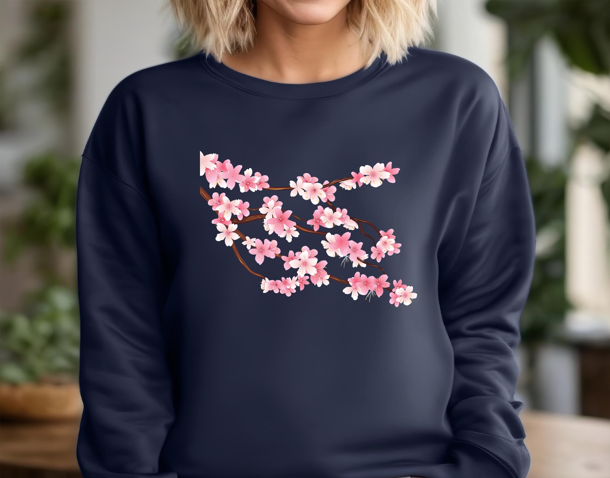 Pink Cherry Blossom Sweatshirt, Japanese Cherry Blossoms Sweater ...