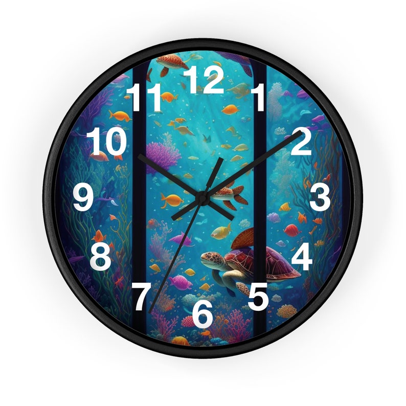 Sea Turtle: Underwater Stained Glass Wall Clock Stained Glass - Etsy