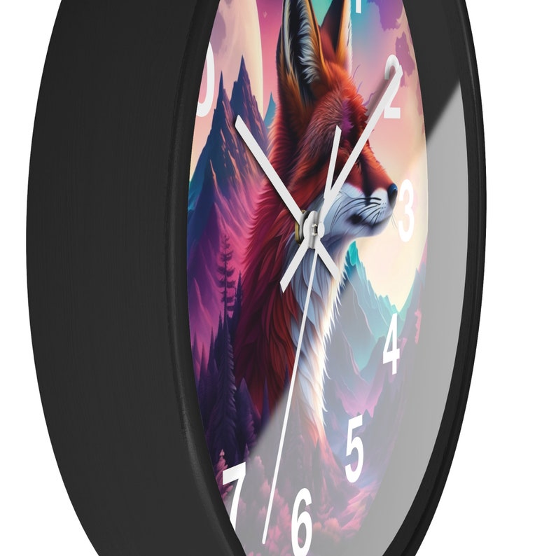 Fox Realm: Stained Glass Clock, Forest Animal Art Edition, Round Clock ...