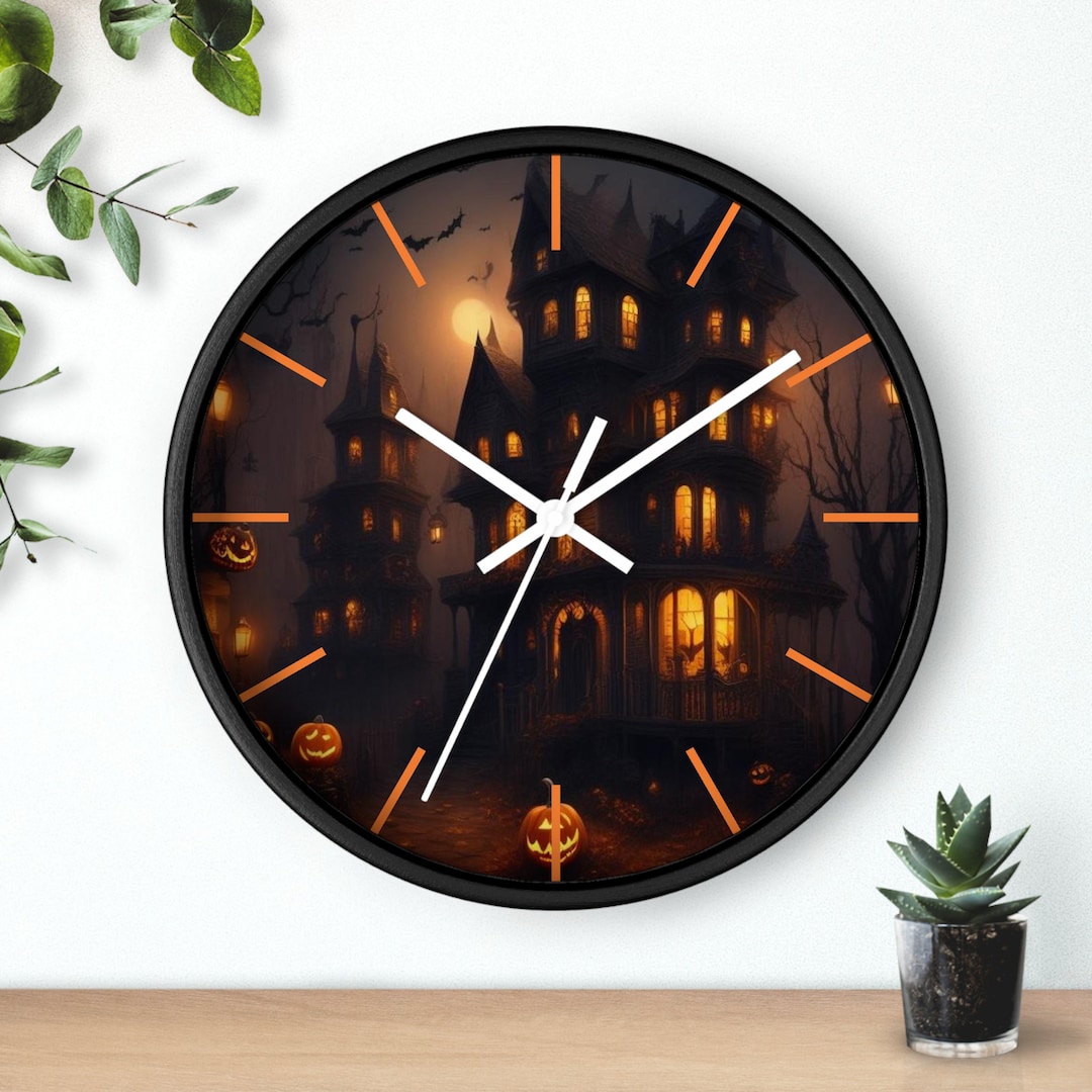 Eerie Mansion Moments: Haunted House Halloween Wall Clock - Etsy