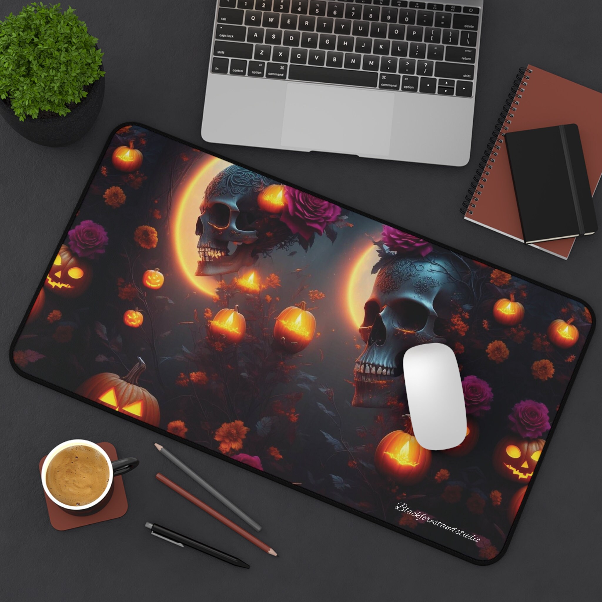 Glowing Ethereal Skulls & Roses Desk Mat Cover Computer Mat - Etsy