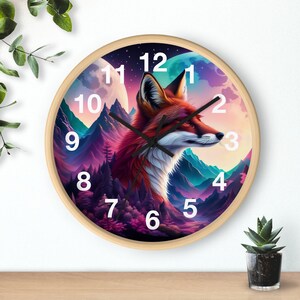 Fox Realm: Stained Glass Clock, Forest Animal Art Edition, Round Clock ...