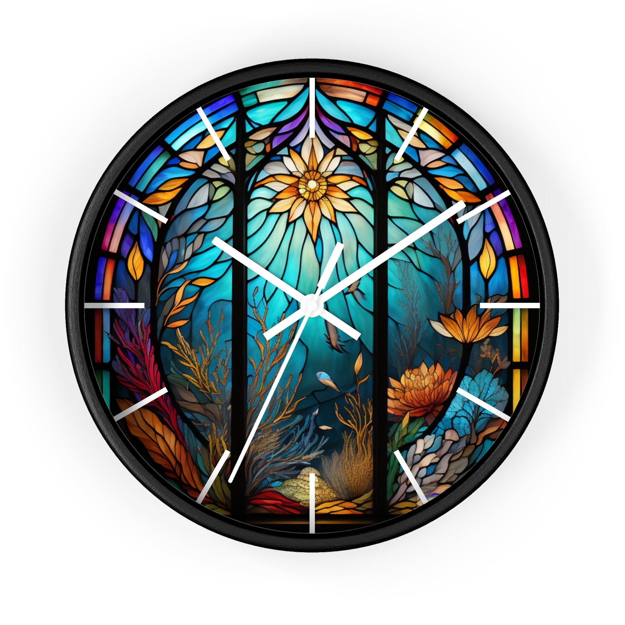 Aquaglow Stained Glass Wall Clock, Stained Glass Window ,art Wall Clock ...