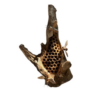 Bees on Honey Bee Hive Wall Decor, Art, Bee Wood Carving, Insect Statue ...