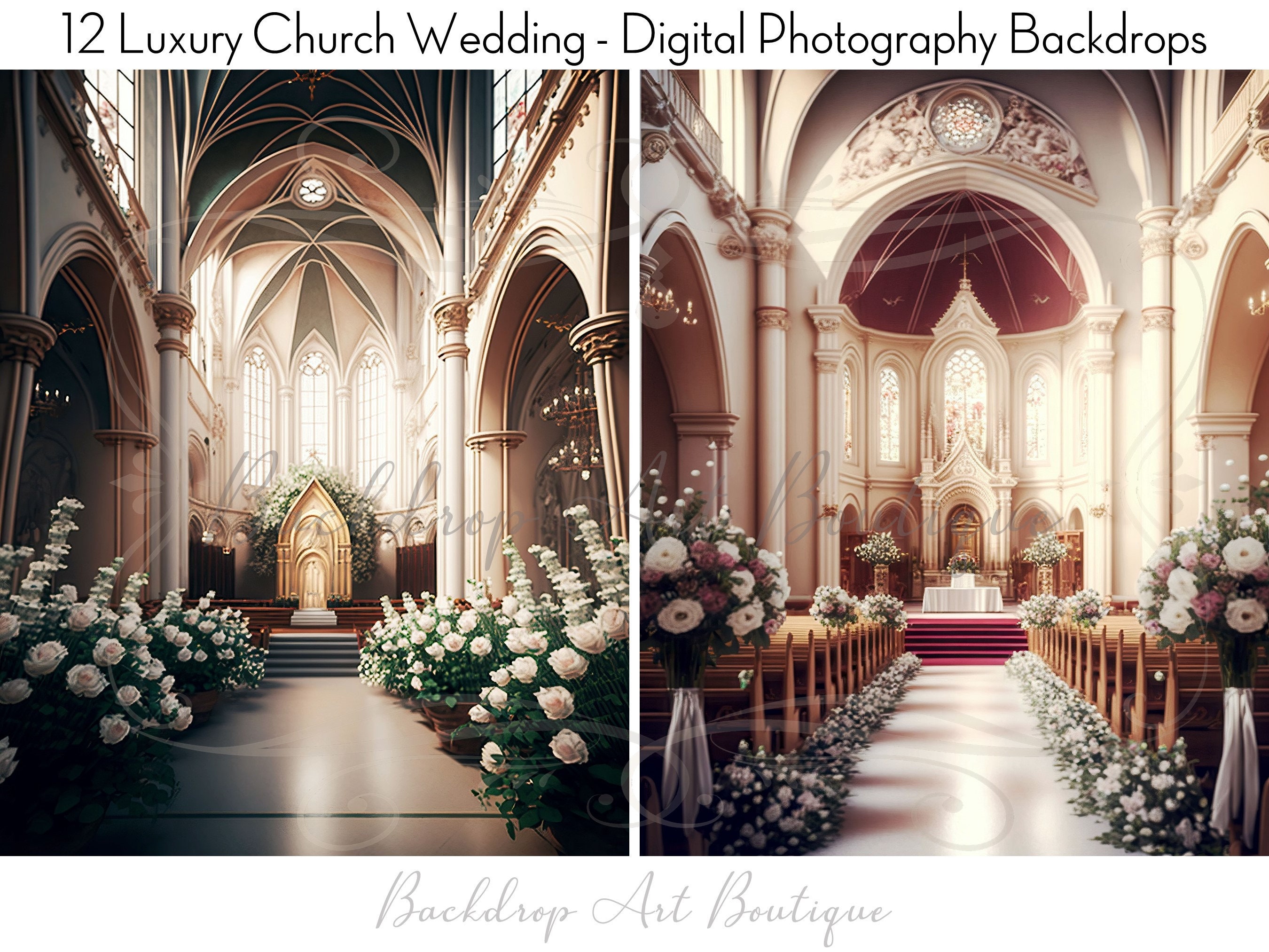 12 Luxurious Grandeur Church Digital Backdrops for Photographers ...