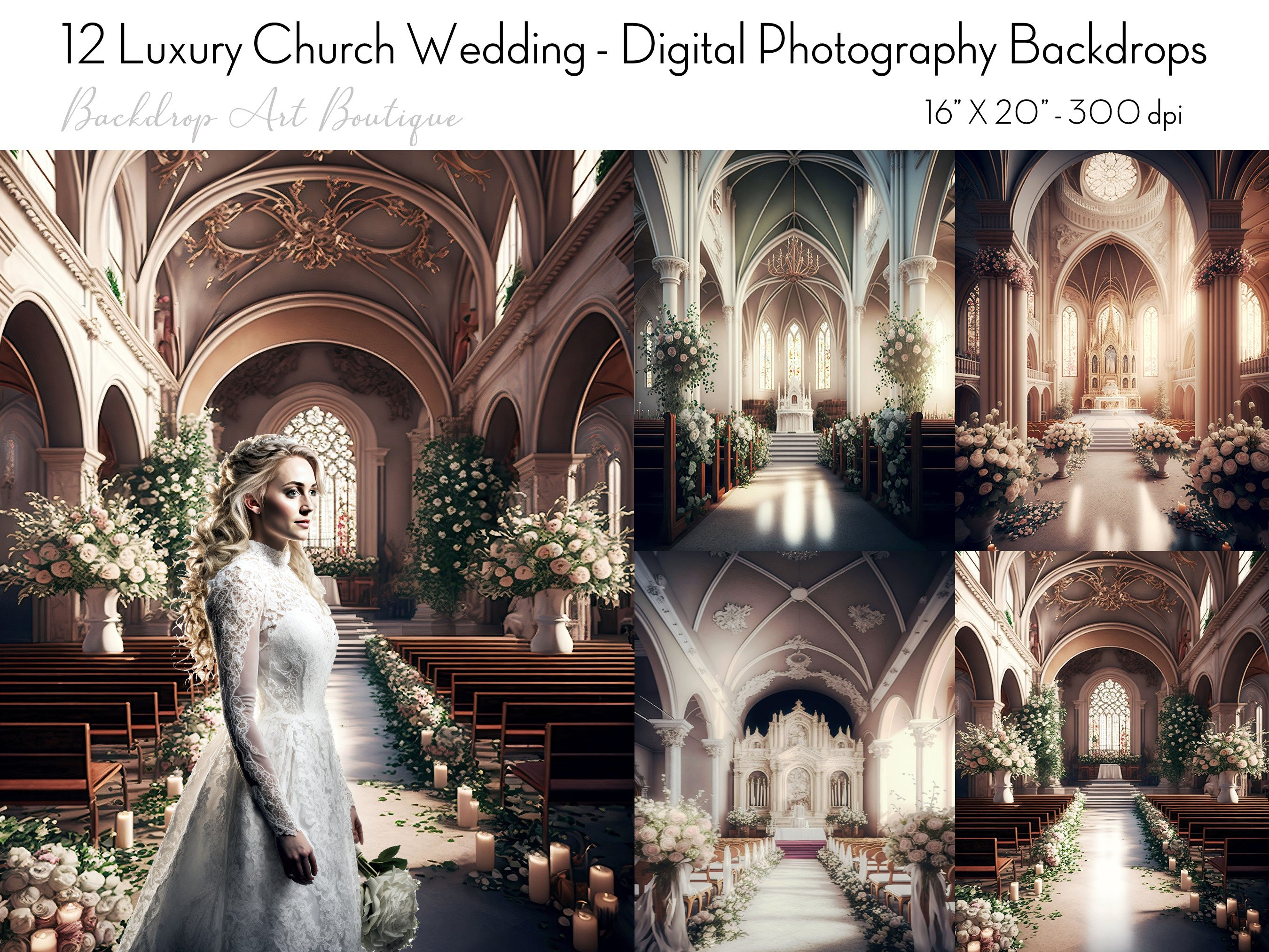 12 Luxurious Grandeur Church Digital Backdrops for Photographers ...