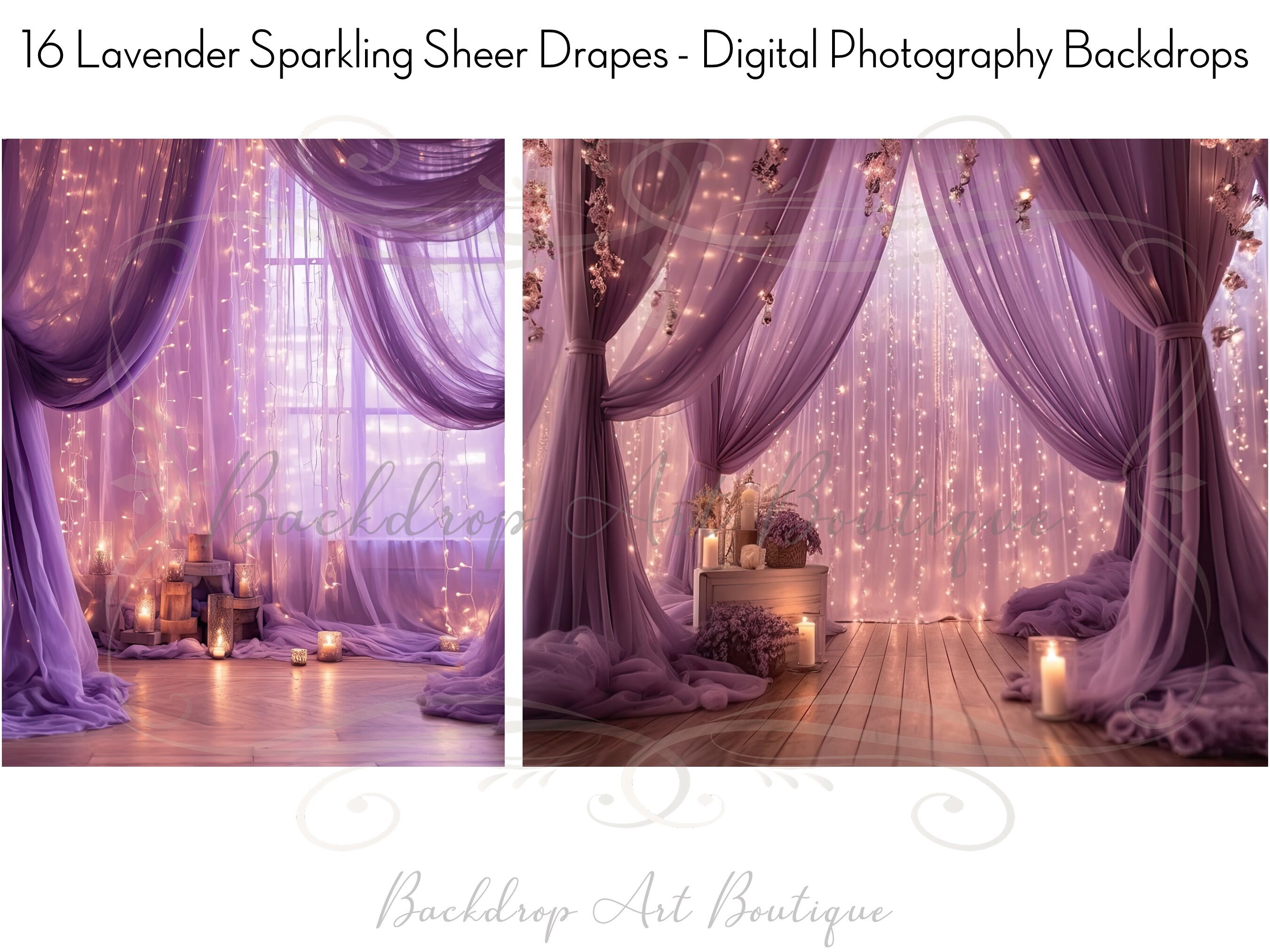 16 LAVENDER Digital Backdrops for Photographers Sparkling Flowing ...