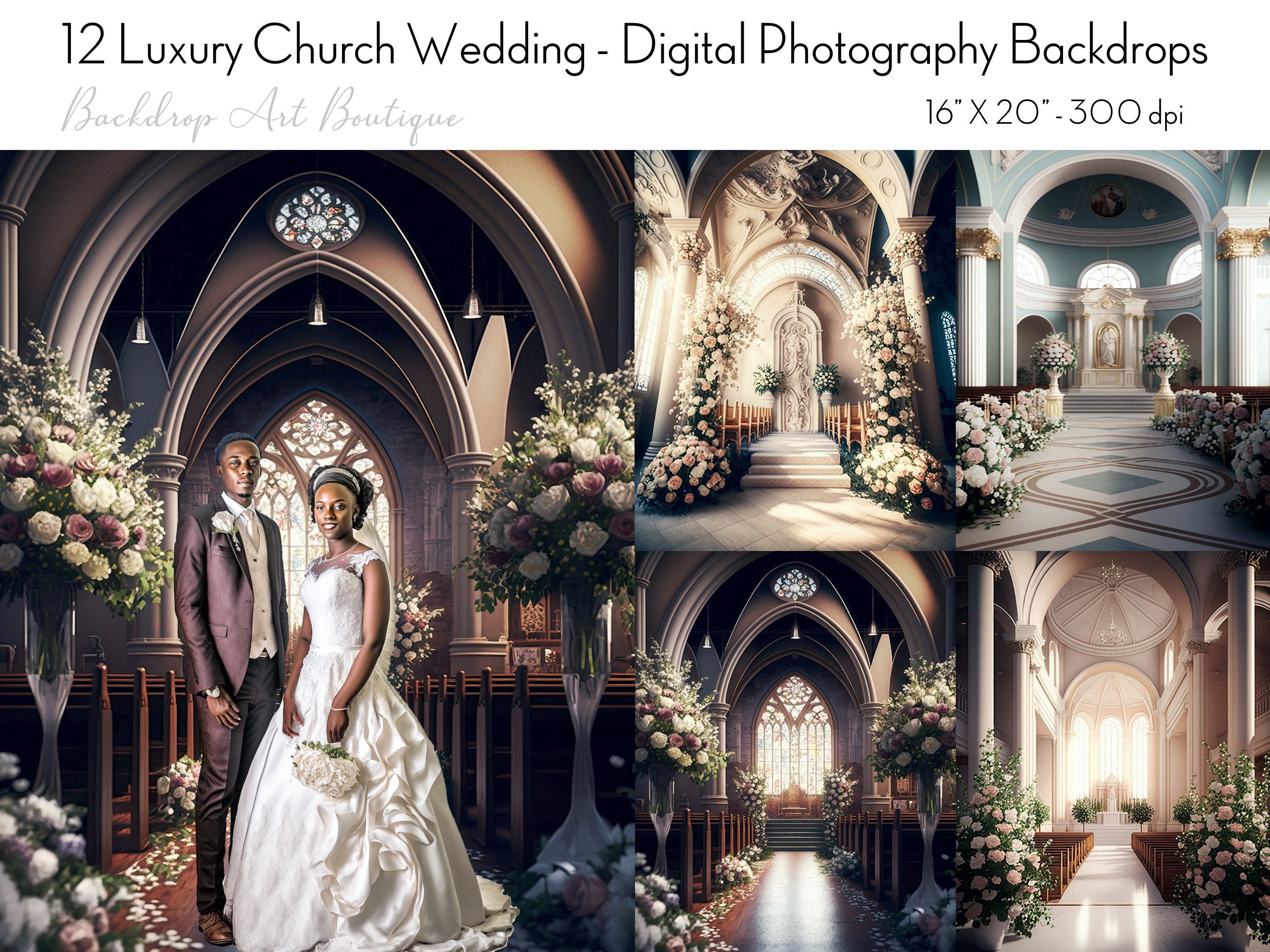12 Luxurious Grandeur Church Digital Backdrops for Photographers ...