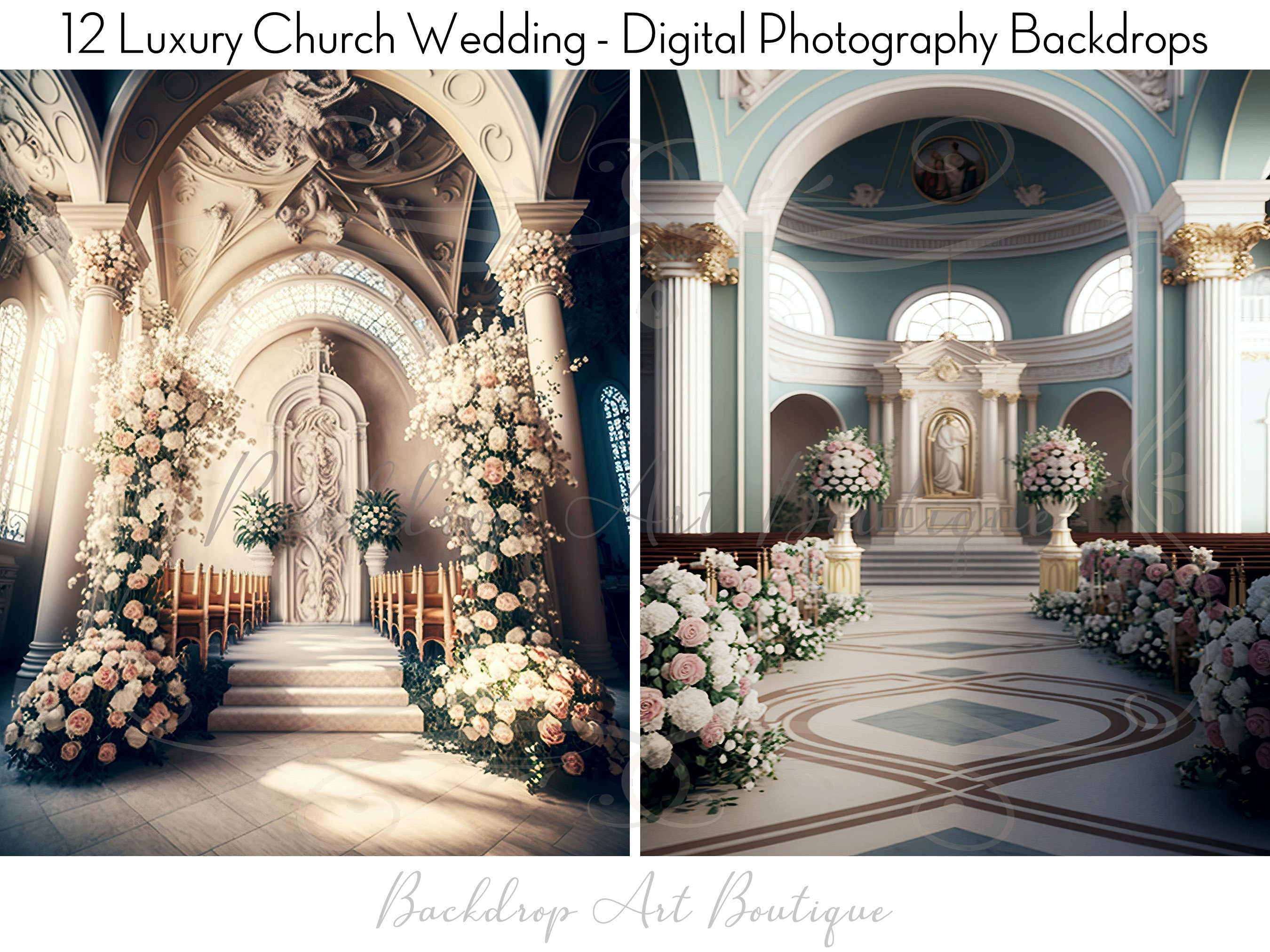 12 Luxurious Grandeur Church Digital Backdrops for Photographers ...
