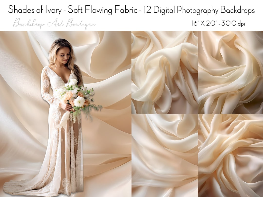 Shades of IVORY Flowing Fabric - 12 Digital Backdrops for Photographers ...