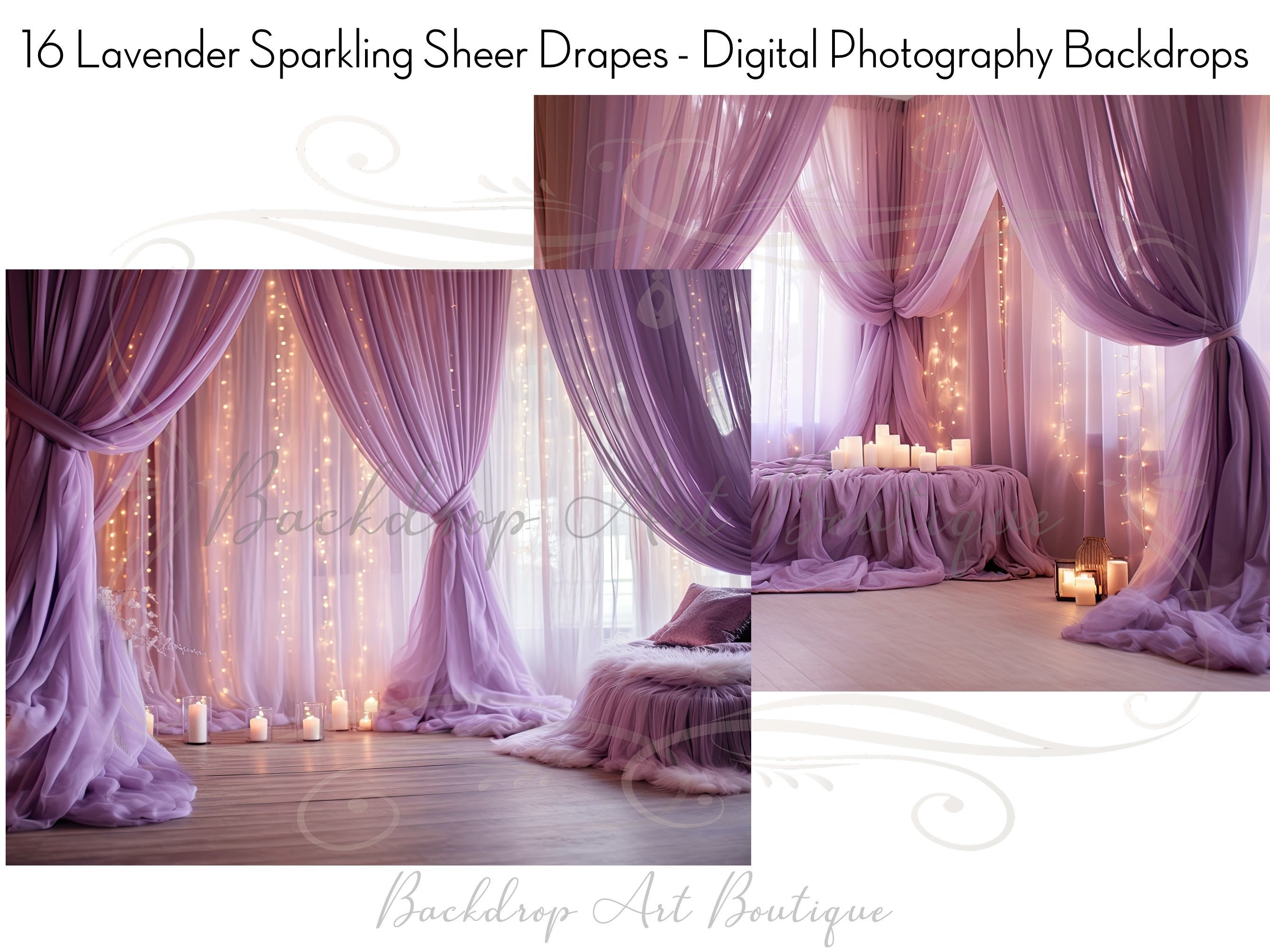 16 LAVENDER Digital Backdrops for Photographers Sparkling Flowing ...
