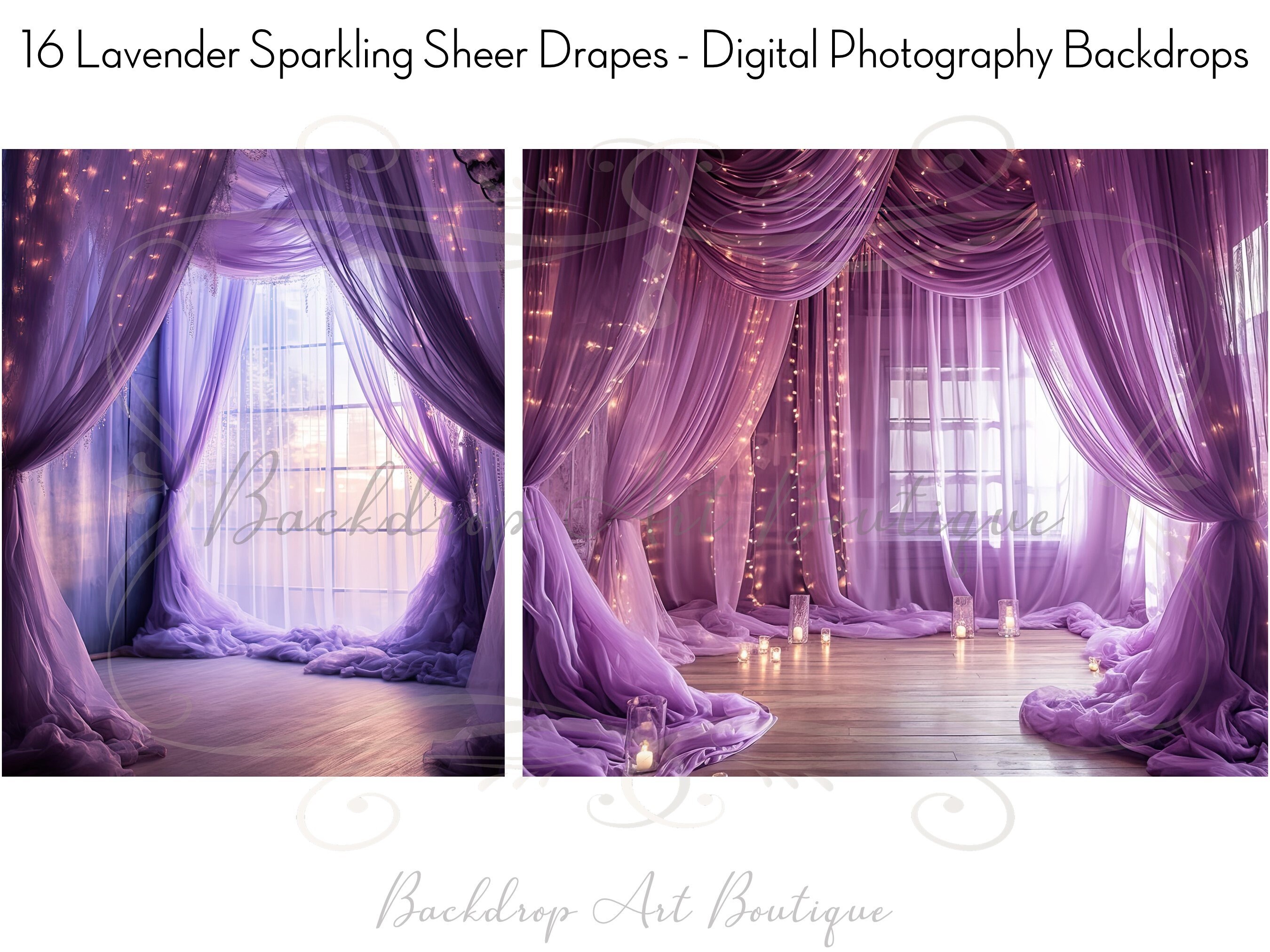 16 LAVENDER Digital Backdrops for Photographers Sparkling Flowing ...