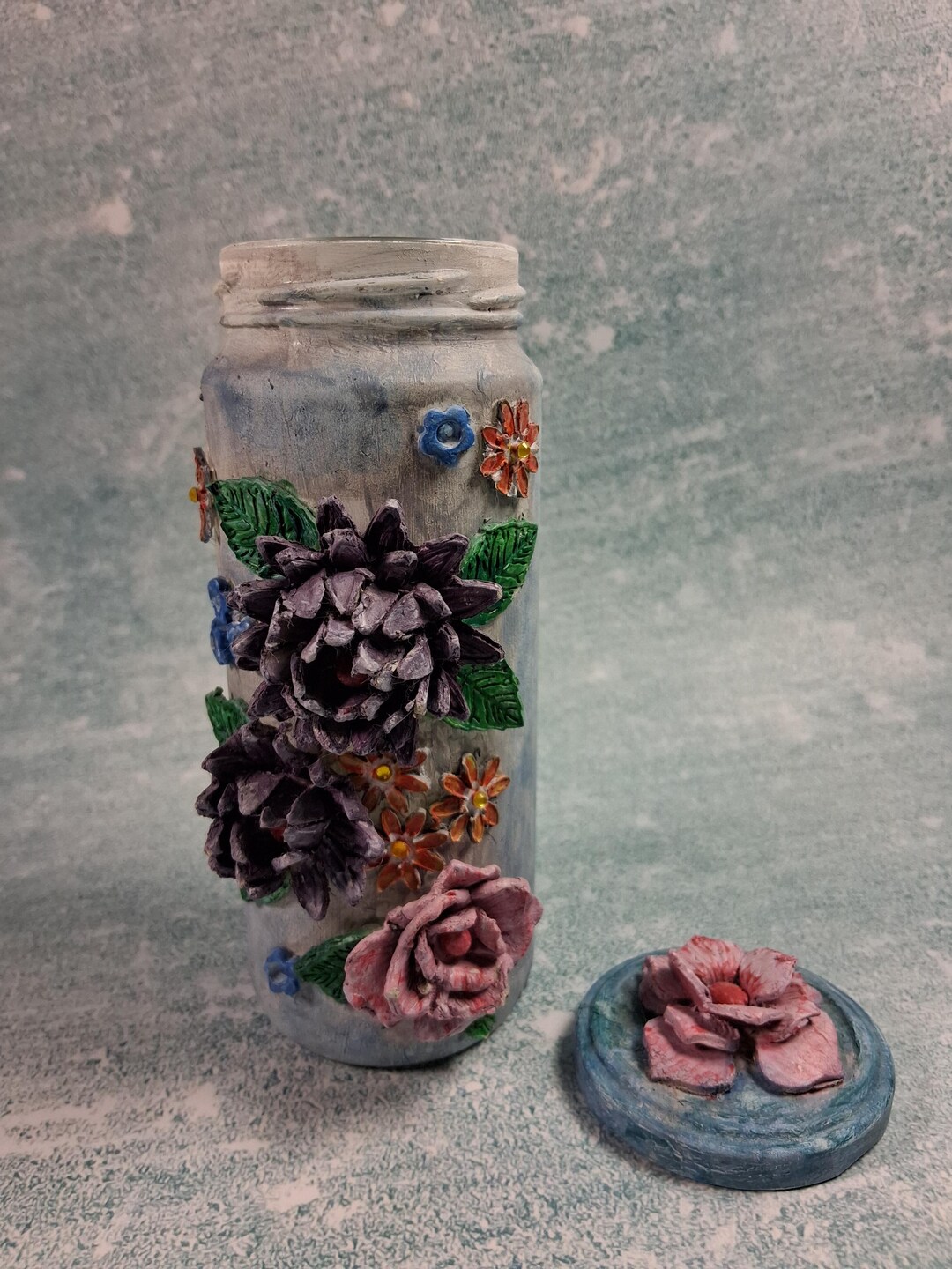 Upcycled Handmade Decorative Bottle – Painted Coffee Glass Bottle With ...