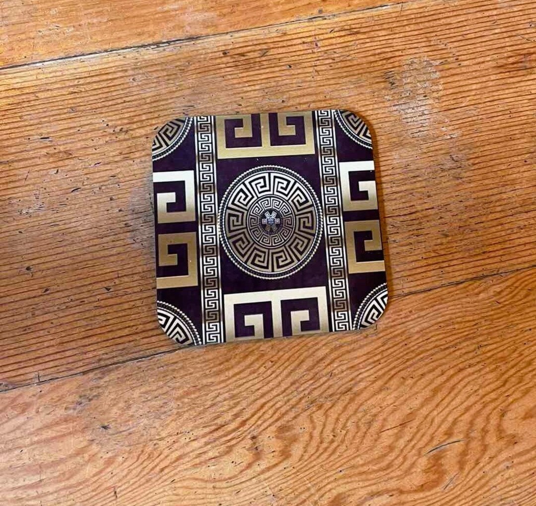 Wooden Coaster, Meander, Ancient Greek Symbol and Pattern, Unique ...