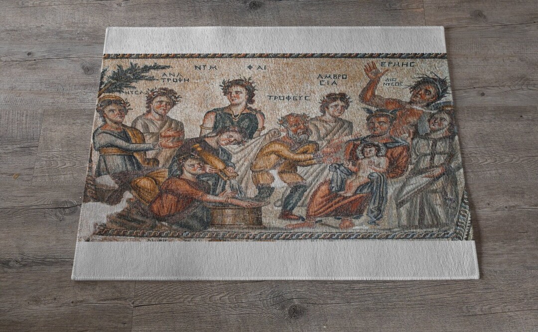 Linen Placemat With an Ancient Mosaic, House of Aion Unique Tableware ...