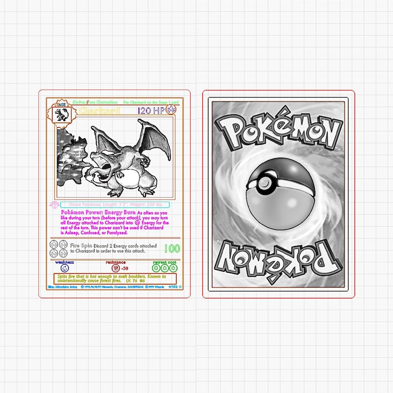Charizard Base Set SVG, Laser Cut File, Lightburn Template, Pokémon ...