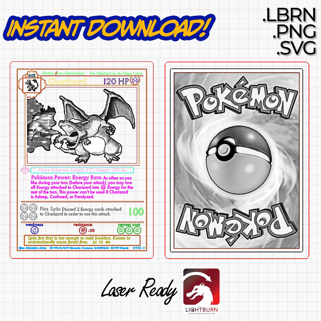 Charizard Base Set SVG, Laser Cut File, Lightburn Template, Pokémon ...