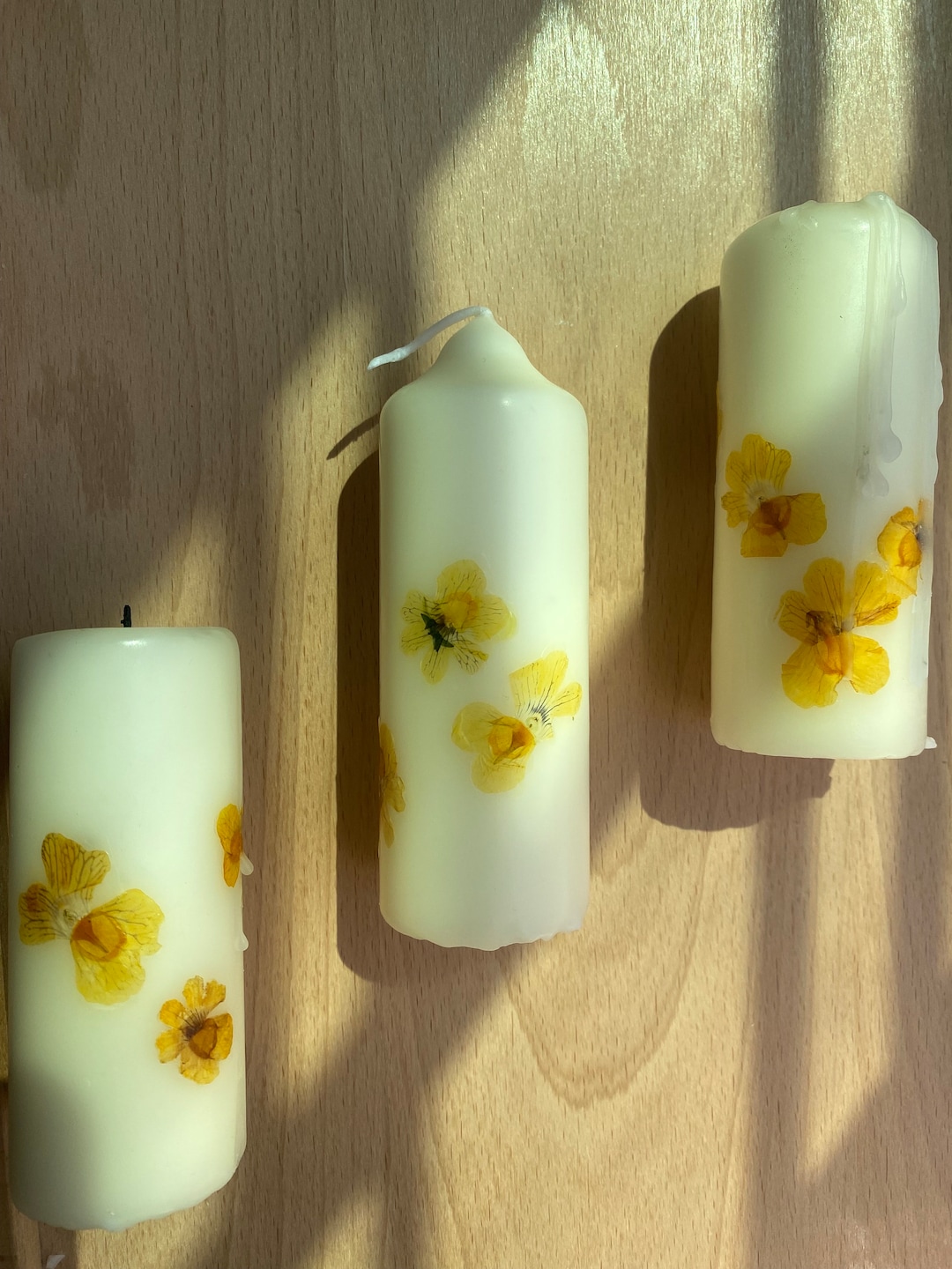 Fall Floral Mini Pillar Candles: Pressed Wildflower Candles, 4 X 1.5 ...