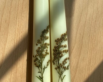 Dried Pressed Flower Taper Candles - Etsy
