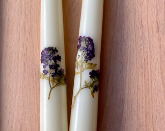 Botanical Taper Candles, Pressed Flower Boho Candles, Set of Two ...