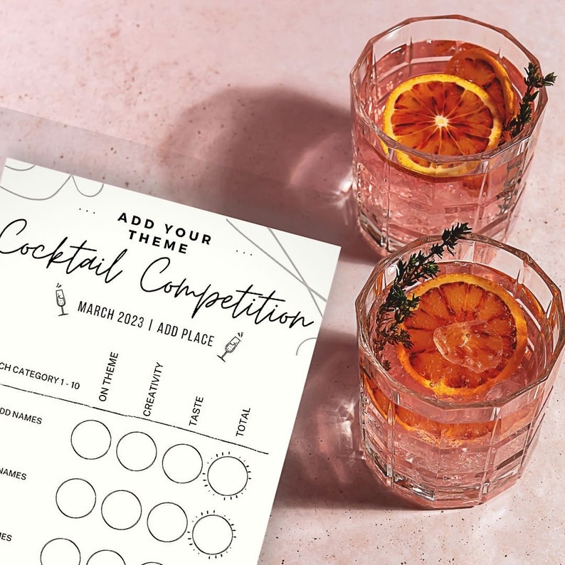 Cocktail Competition Scorecard Template - Etsy
