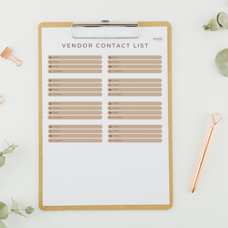 Vendor Contact List - Etsy