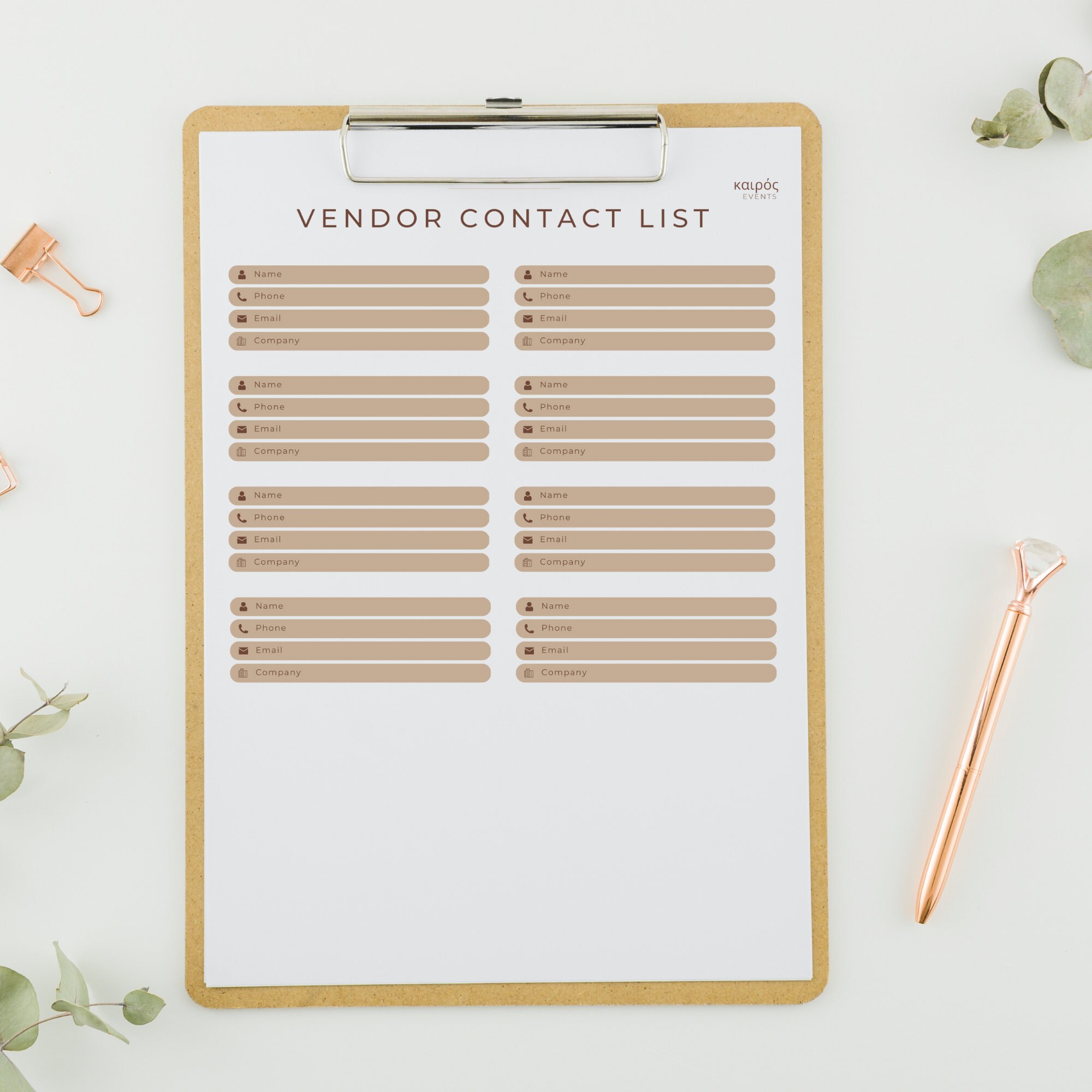 Vendor Contact List - Etsy