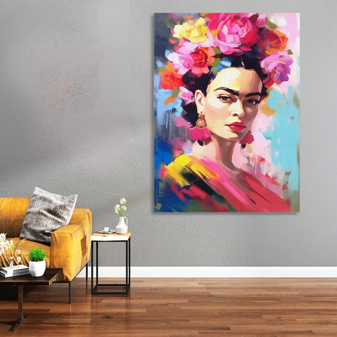 Colourful Frida Canvas Table, Modern Wall Canvas Table, Large Wall ...