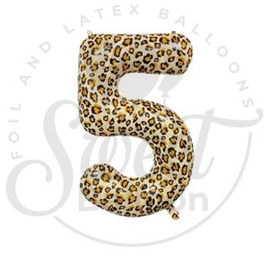 32" Giant Foil Leopard Number Balloons Cheetah Print Air Helium 0-9 ...