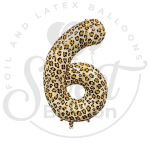 32" Giant Foil Leopard Number Balloons Cheetah Print Air Helium 0-9 ...