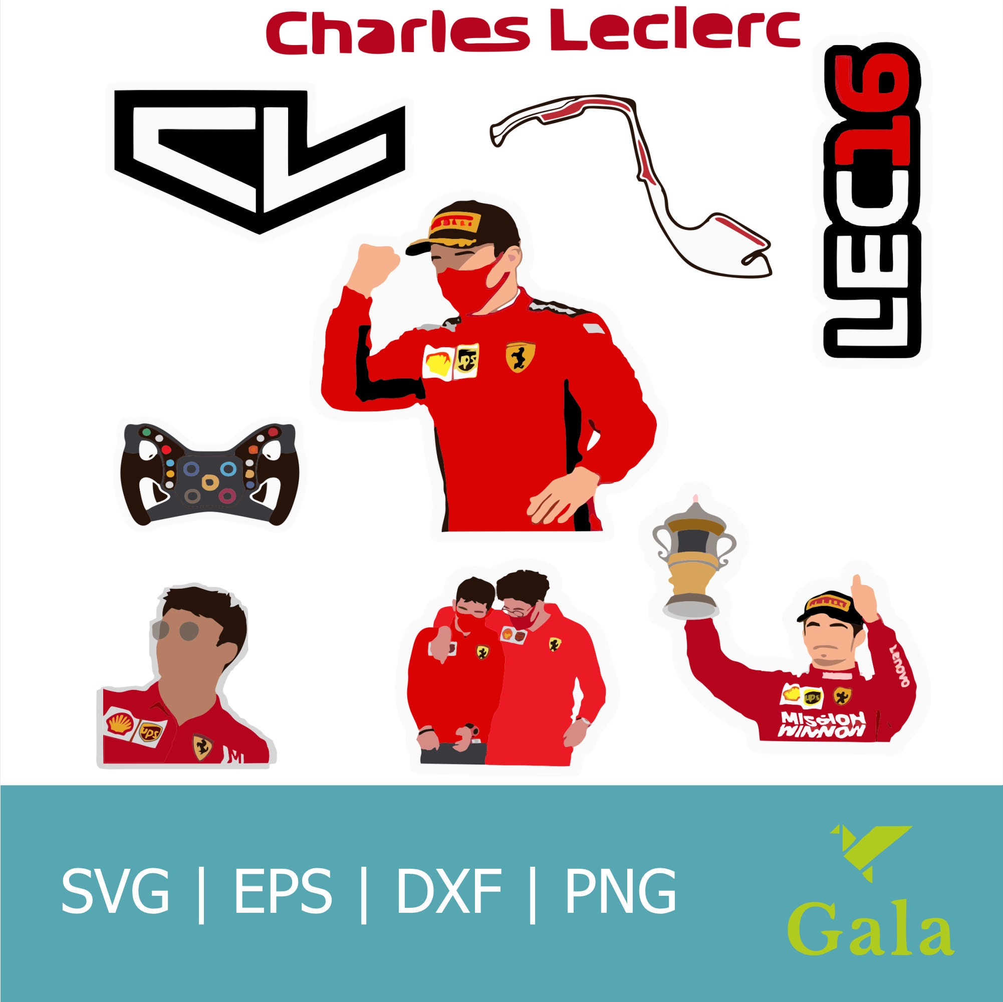 CHARLES LECLERC Formüla 1 Svg Png Cutting Files F1 Svg Ferrari 16 CL16 ...