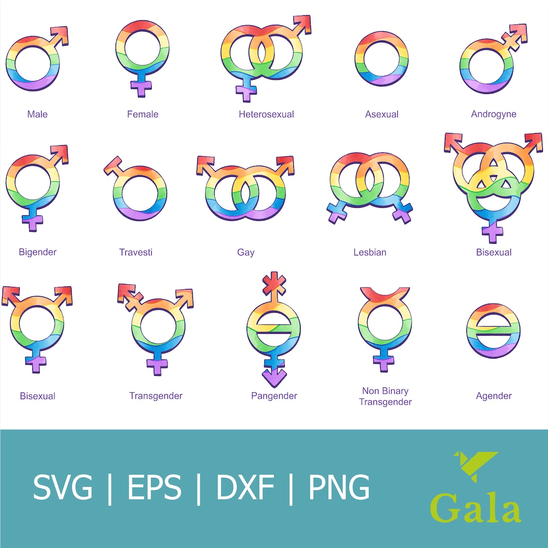 Gender Symbol female Gender Bundle SVG Files Male Female Transgender ...