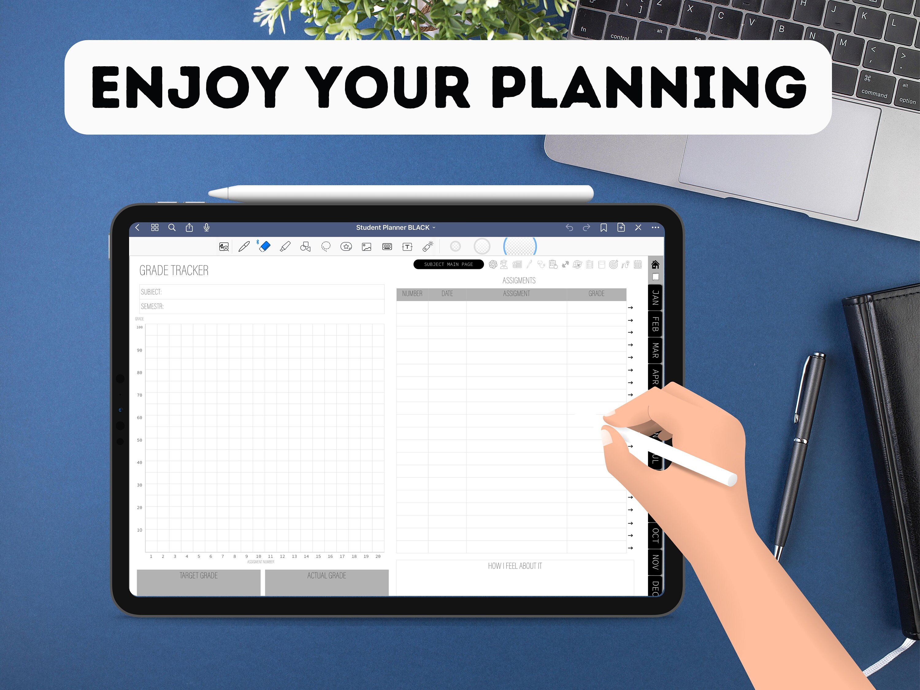 Digital Study Planner Templatehome School Assignment - Etsy